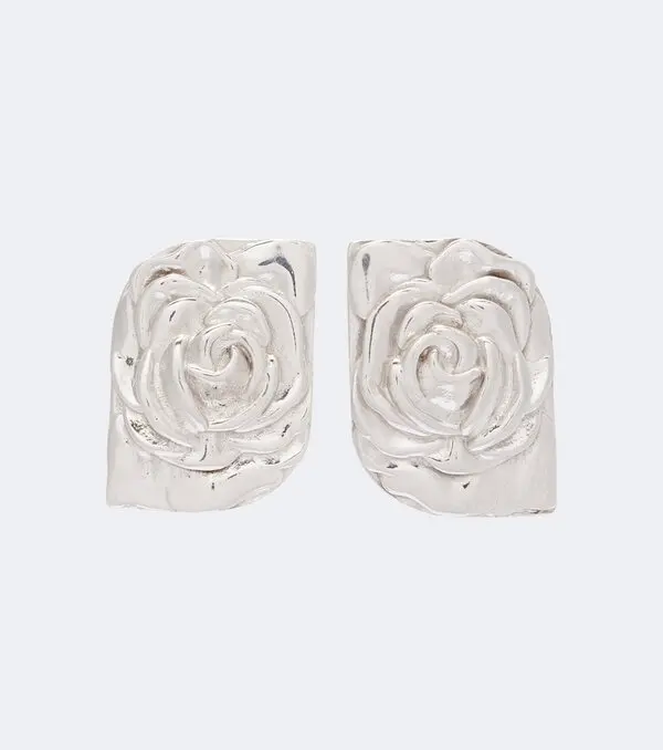 Magda Butrym Sculptural Rose Earrings - Silver