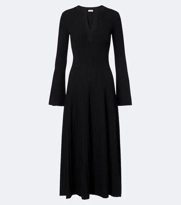 Simkhai Genna Ribbed-knit Midi Dress - Black