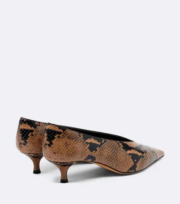 Le Monde Beryl Babouche Snake-effect Leather Pumps - Brown