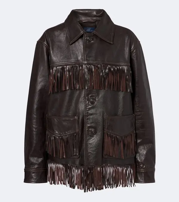 Polo Ralph Lauren Fringed Leather Jacket - Brown