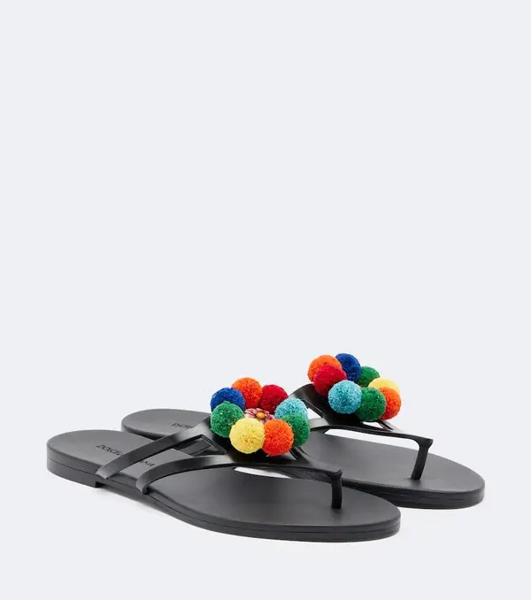 Dolce & Gabbana Embellished Thong Sandals - Black