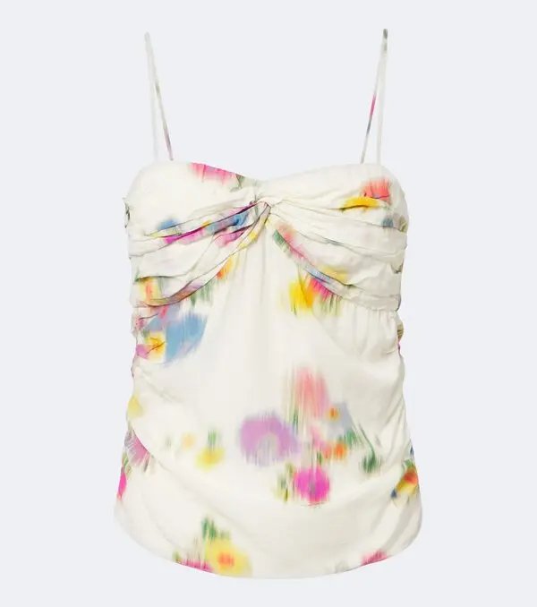 MARANT ETOILE Gathered Floral Satin Top - Multicoloured