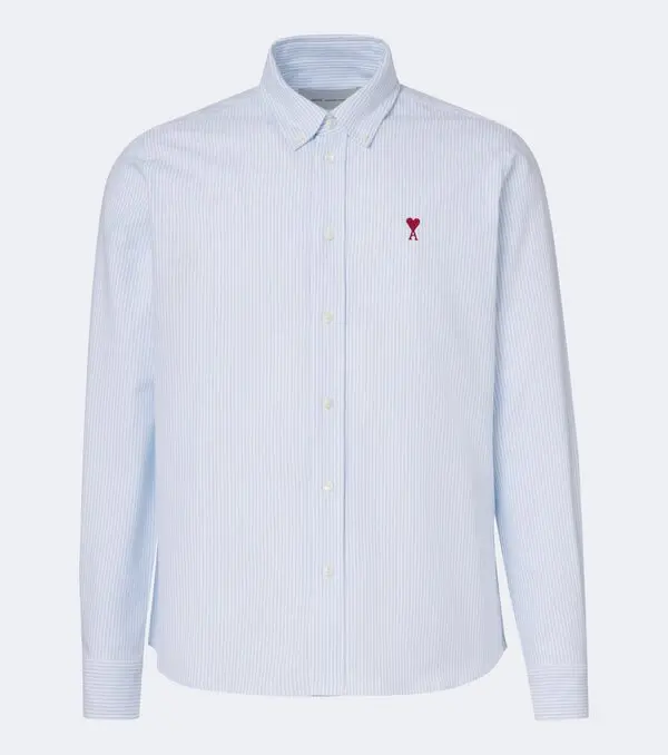 AMI Paris De C?ur Striped Cotton Shirt - Blue