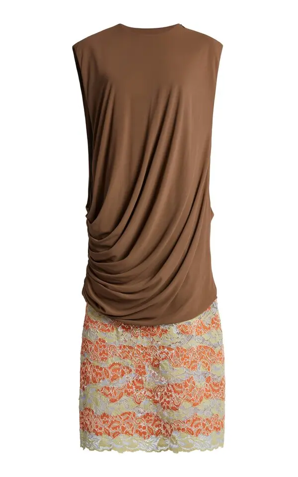 Christopher Esber Interlocked Lace Draped Muscle Tank Cotton-blend Midi Dress