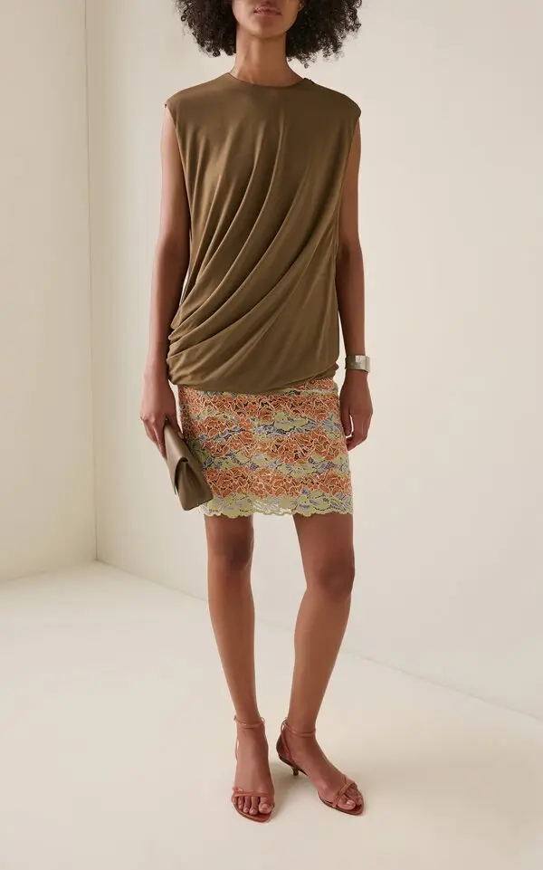 Christopher Esber Interlocked Lace Draped Muscle Tank Cotton-blend Midi Dress