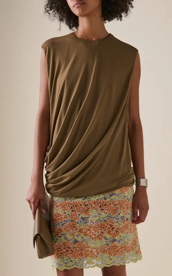 Christopher Esber Interlocked Lace Draped Muscle Tank Cotton-blend Midi Dress