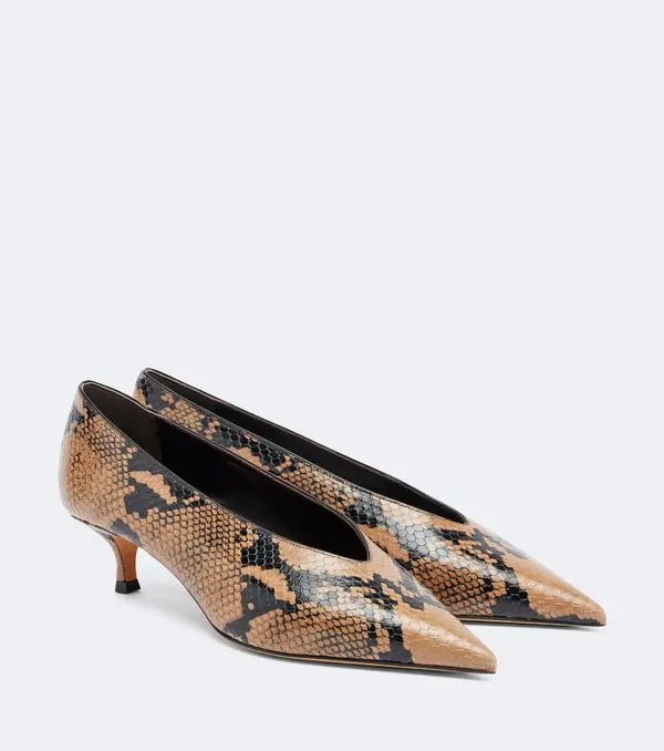 Le Monde Beryl Babouche Snake-effect Leather Pumps
