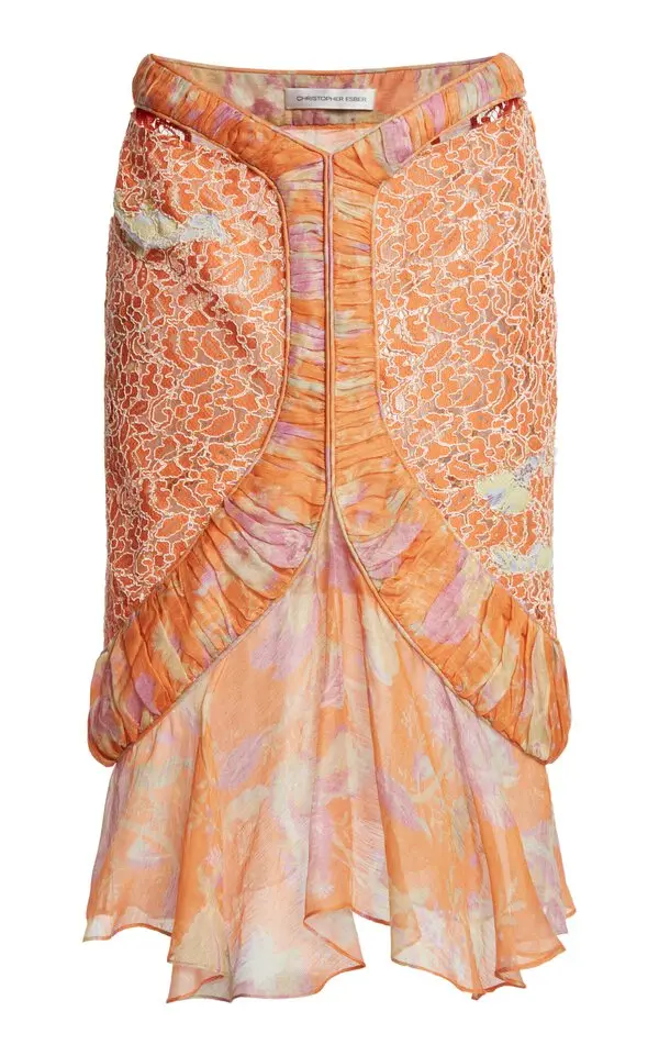 Christopher Esber Siower Linen-silk Midi Skirt