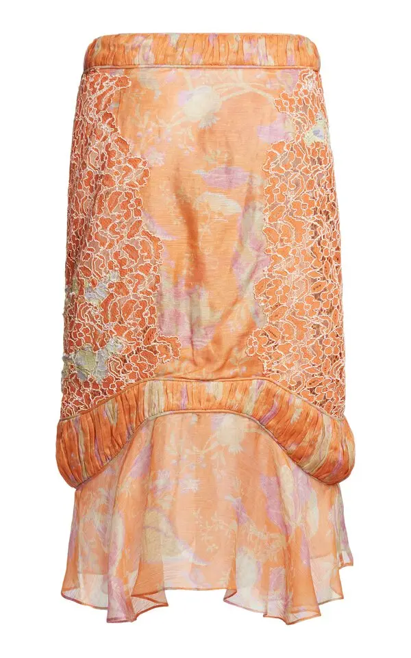 Christopher Esber Siower Linen-silk Midi Skirt