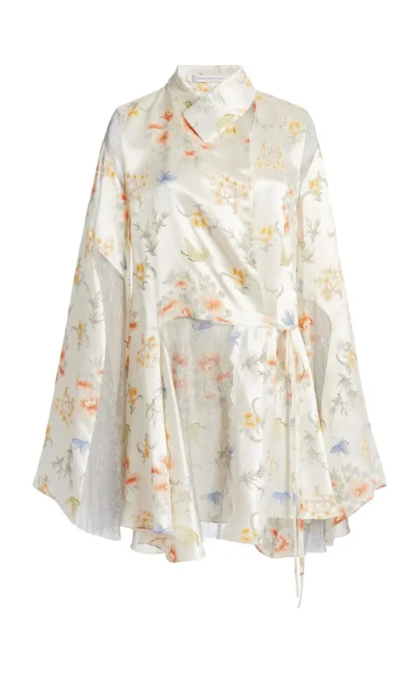 Christopher Esber Herloom Silk Brocade Wrap Top