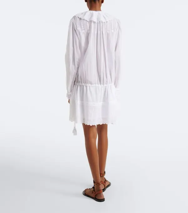 MARANT ETOILE Embroidered Cotton Voile Minidress - White