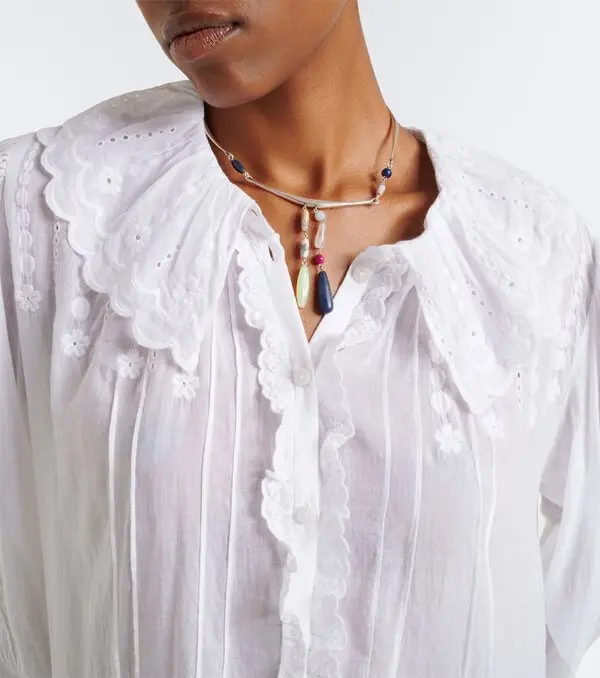MARANT ETOILE Embroidered Cotton Voile Minidress - White