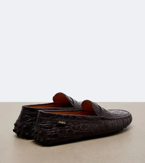 TOD'S Gommino Croc-effect Leather Driving Shoes