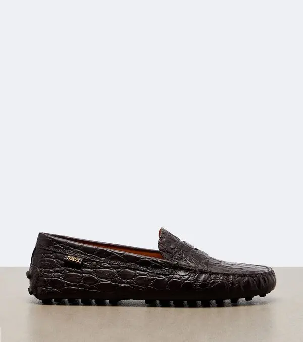TOD'S Gommino Croc-effect Leather Driving Shoes