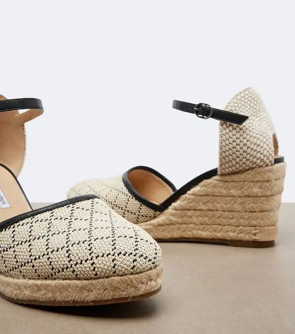 Manolo Blahnik Raffia-effect Espadrille Wedges
