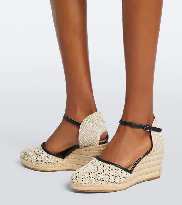 Manolo Blahnik Raffia-effect Espadrille Wedges