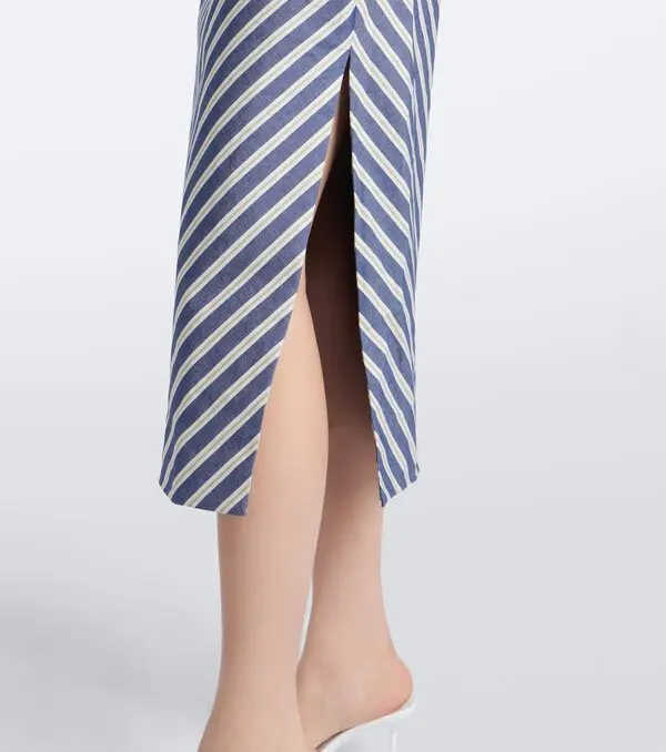 Carolina Herrera Striped Draped Cotton Cocktail Dress