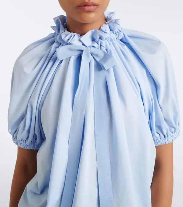 PATOU Cotton Jersey Top With Bow Detail - Blue