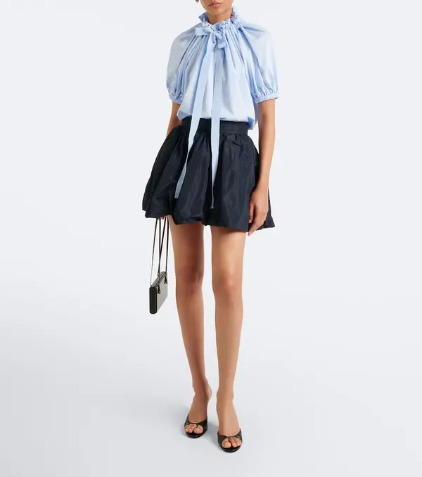 PATOU Cotton Jersey Top With Bow Detail - Blue