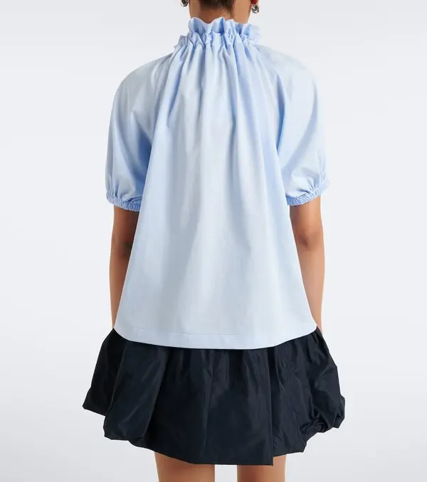 PATOU Cotton Jersey Top With Bow Detail - Blue