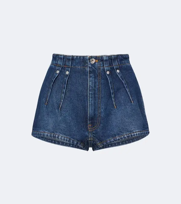 MUGLER Pleated Denim Shorts