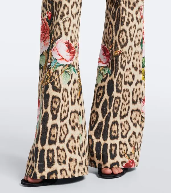 Roberto Cavalli Leopard And Floral Print Flared Jeans
