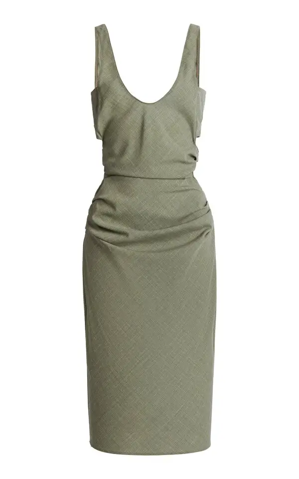 Christopher Esber Banyan Side Twist Tank Wool-blend Midi Dress