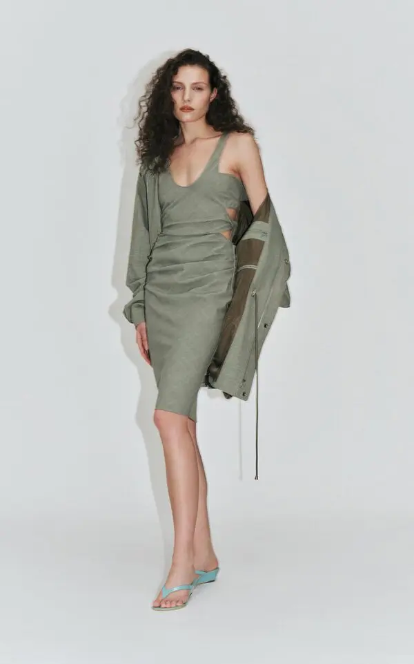 Christopher Esber Banyan Side Twist Tank Wool-blend Midi Dress