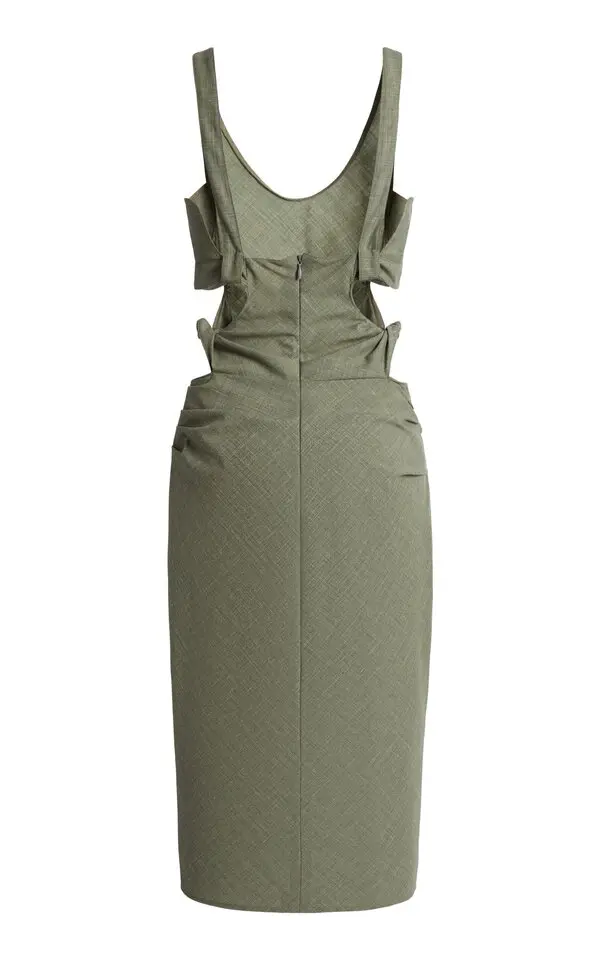 Christopher Esber Banyan Side Twist Tank Wool-blend Midi Dress