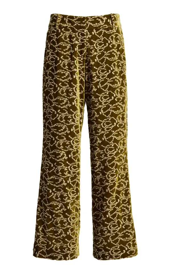 Christopher Esber Embroidered Velvet Cropped Trousers