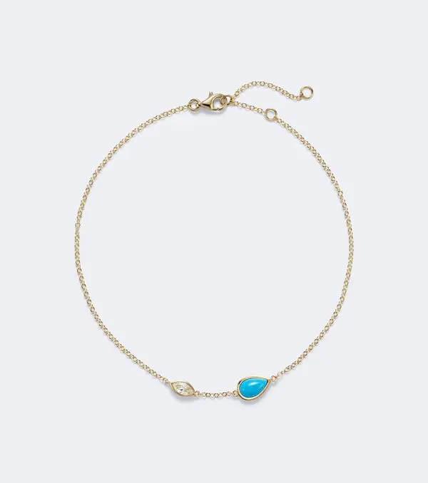 Shay Jewelry Riviera 18kt Turquoise And Diamond Anklet - Gold