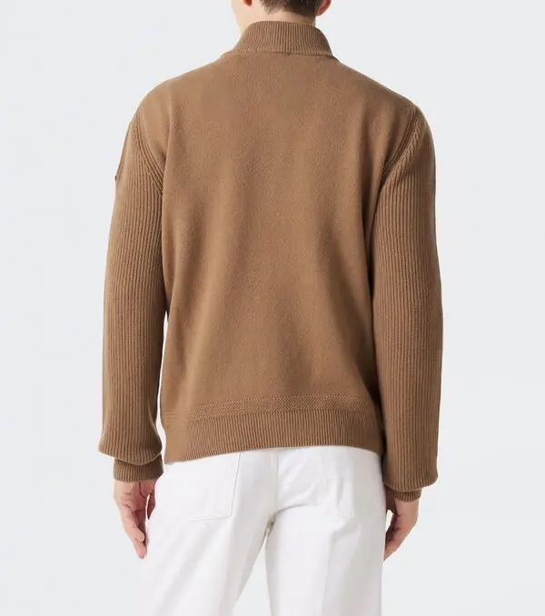 Moncler Wool And Cashmere Zip-up Cardigan - Brown
