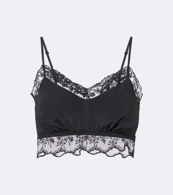 Simone Rocha Lace-trimmed Satin Bralette - Black