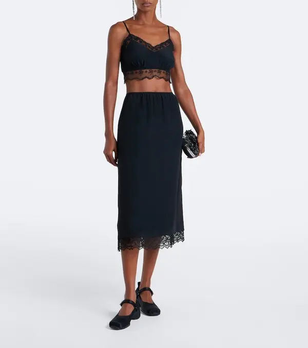 Simone Rocha Lace-trimmed Satin Bralette