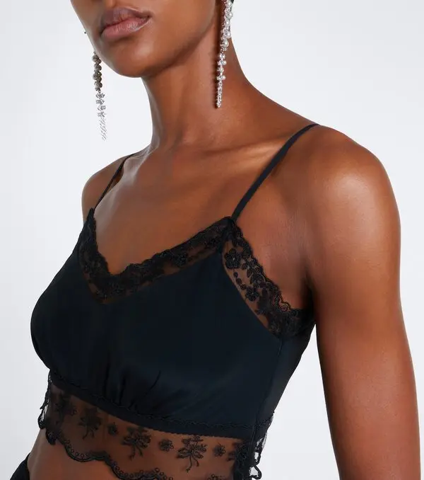 Simone Rocha Lace-trimmed Satin Bralette
