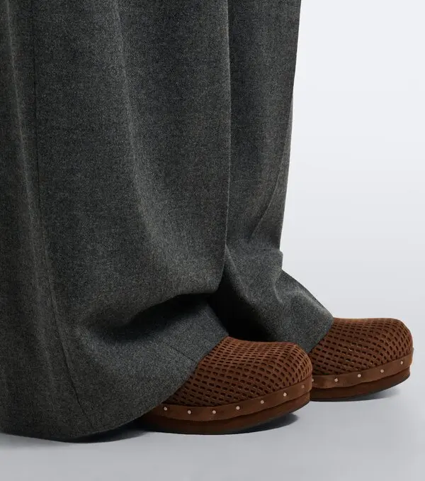 Brunello Cucinelli Monili Suede Shearling Clogs