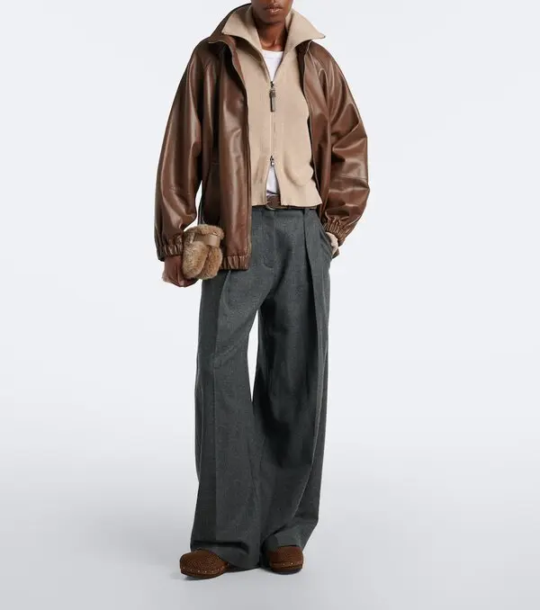 Brunello Cucinelli Monili Suede Shearling Clogs