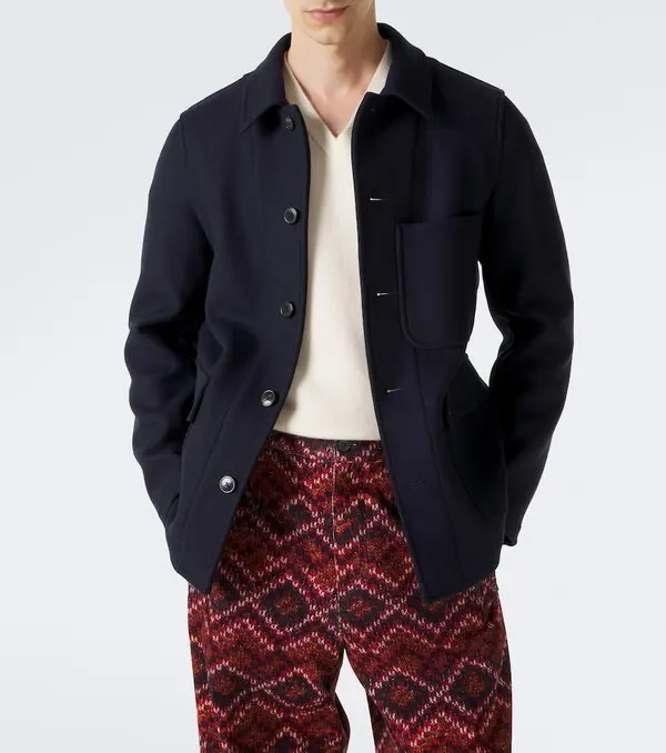 Dries Van Noten Navy Wool-blend Jacket