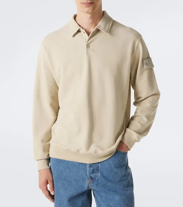 Stone Island Ghost Cotton-blend Jersey Polo Sweater
