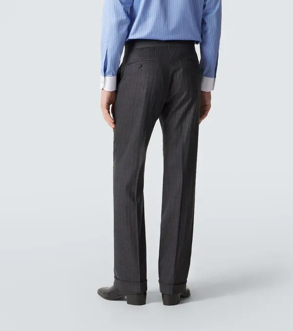 TOM FORD Herringbone Wool Straight Pants