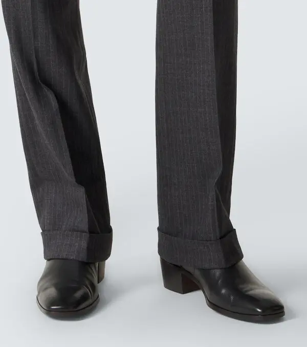 TOM FORD Herringbone Wool Straight Pants