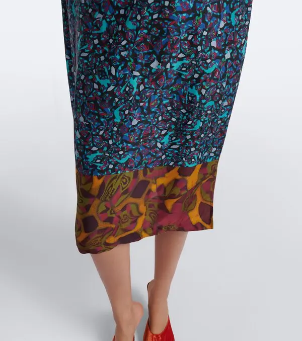 Dries Van Noten Printed Tie-neck Midi Dress