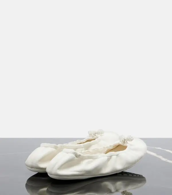Bottega Veneta Fantasmina Knot Leather Ballet Flats - White