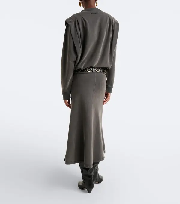 MARANT ETOILE Solkia Cotton Jersey Midi Skirt - Grey