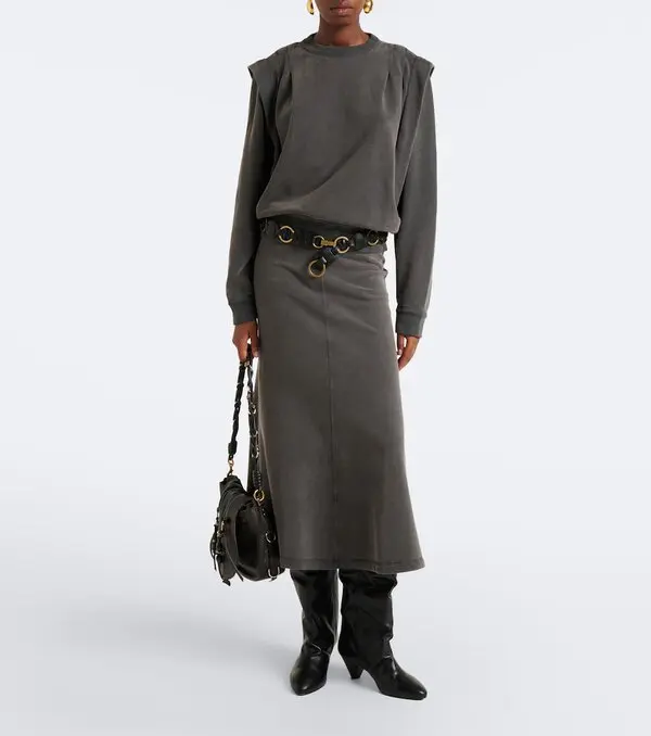 MARANT ETOILE Solkia Cotton Jersey Midi Skirt - Grey