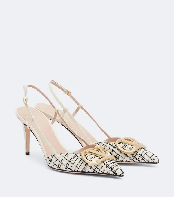 Valentino Garavani Vlogo Buckle Slingback Pumps - White