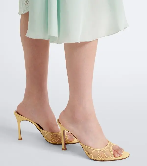 Amina Muaddi Alexa Lace Mules