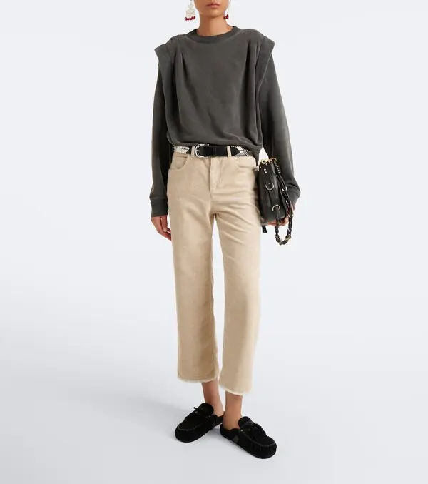 MARANT ETOILE Ruthie Corduroy Straight Leg Pants - Beige