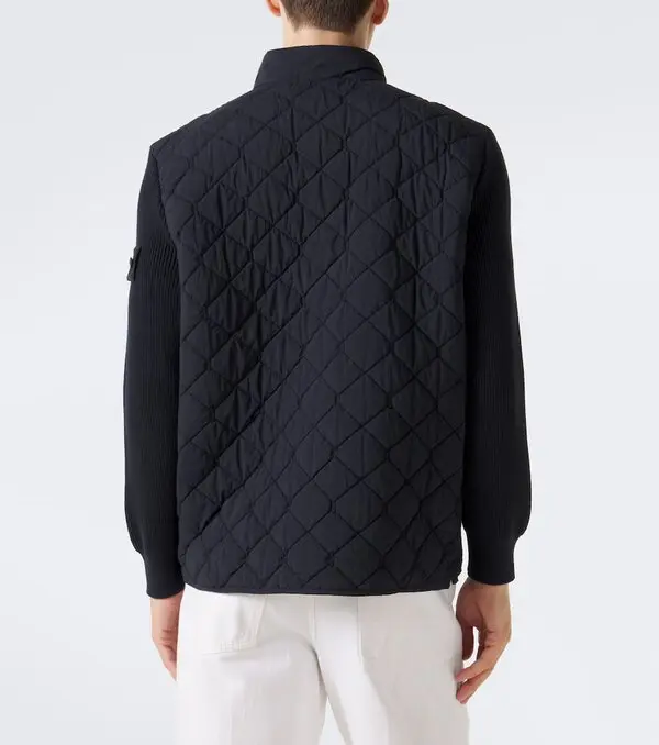 Stone Island Ghost Ribbed-knit Quilted Jacket
