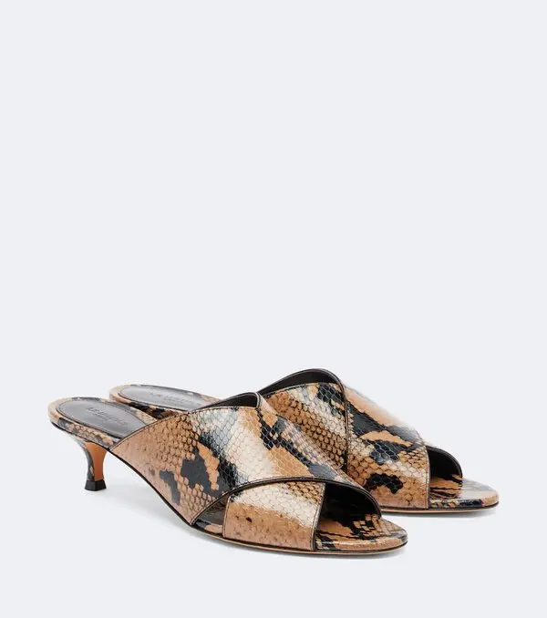 Le Monde Beryl Luca Snake-effect Leather Mules